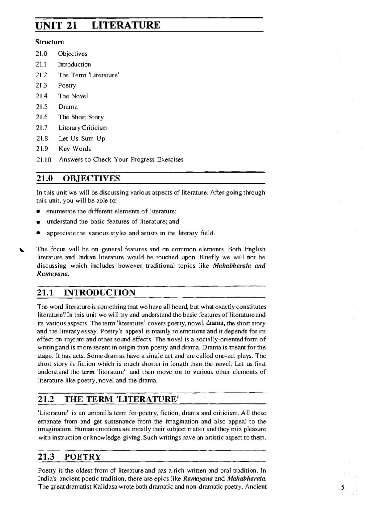 Literature - Lecture notes - Structure 21 Objectives 2 1 Introduction ...
