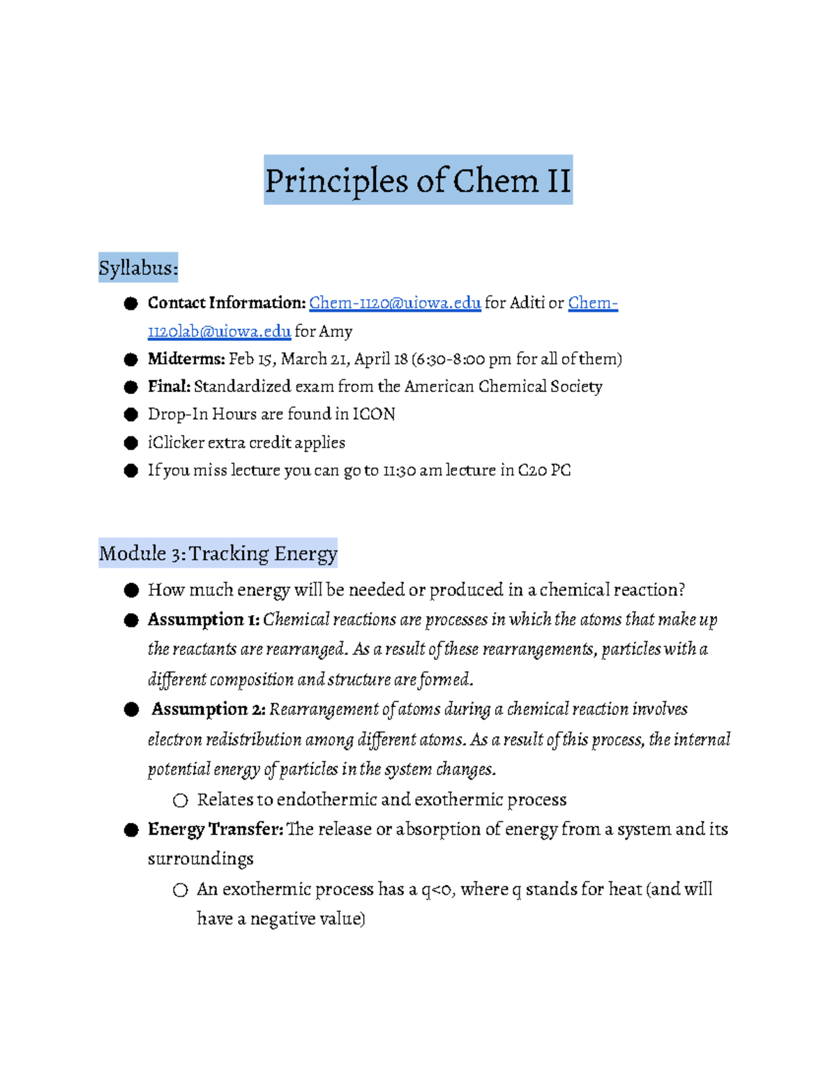 Principles of Chem II Lecture notes - Principles of Chem II Syllabus ...