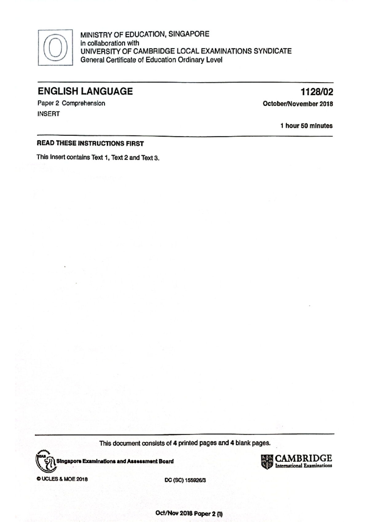 2018 Paper 2 TYS - o levels - EL2101/EL2201 - Studocu