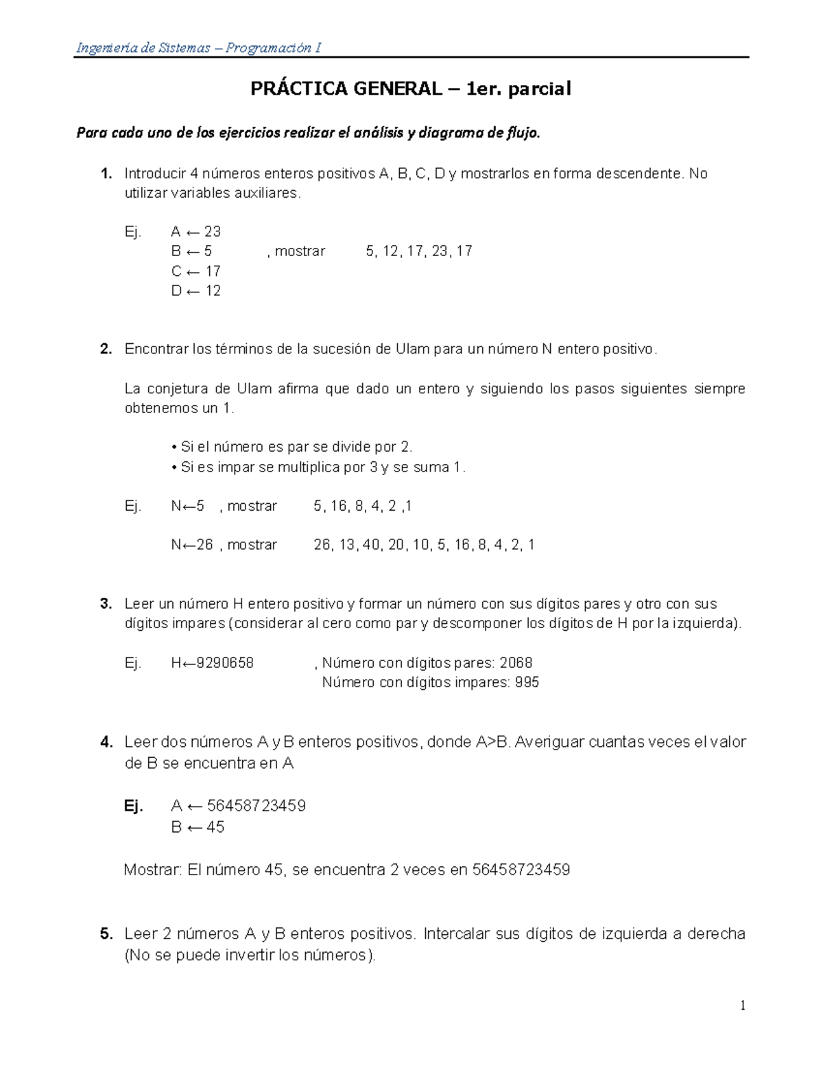 Práctica 1 - practica de programacion - PRÁCTICA GENERAL – 1er. parcial ...