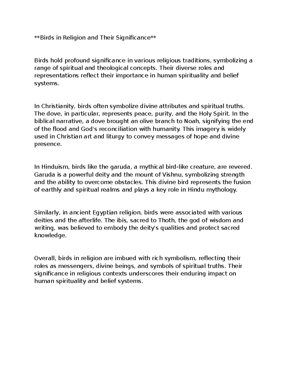Birds in Religion and Their Significance - Their diverse roles and ...