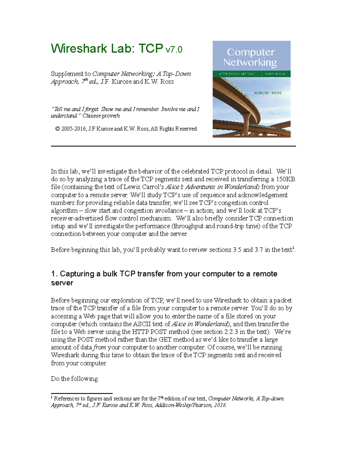 Wireshark Tcp V7 Lecture Notes 1 Wireshark Lab Tcp V7 Supplement