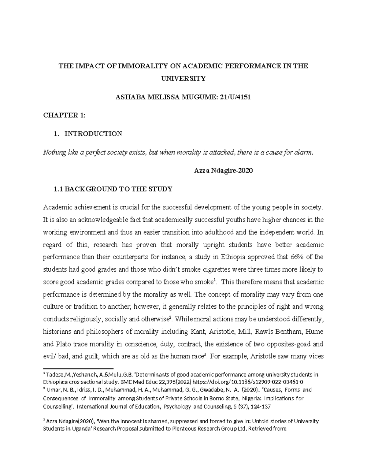 Social research methods coursework - THE IMPACT OF IMMORALITY ON ...