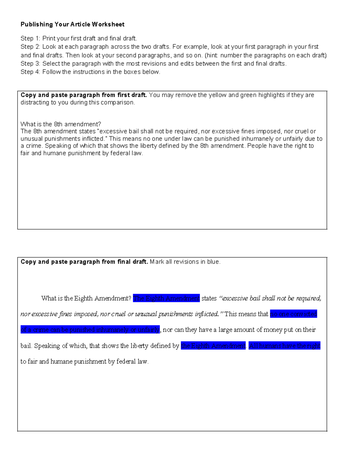 Publishing your article worksheet - Publishing Your Article Worksheet ...
