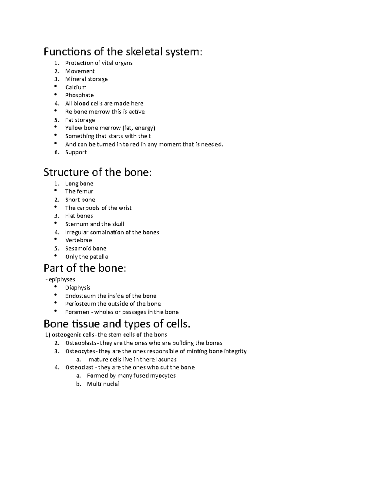 Anatomy 142 Skeletal system. - Functions of the skeletal system ...