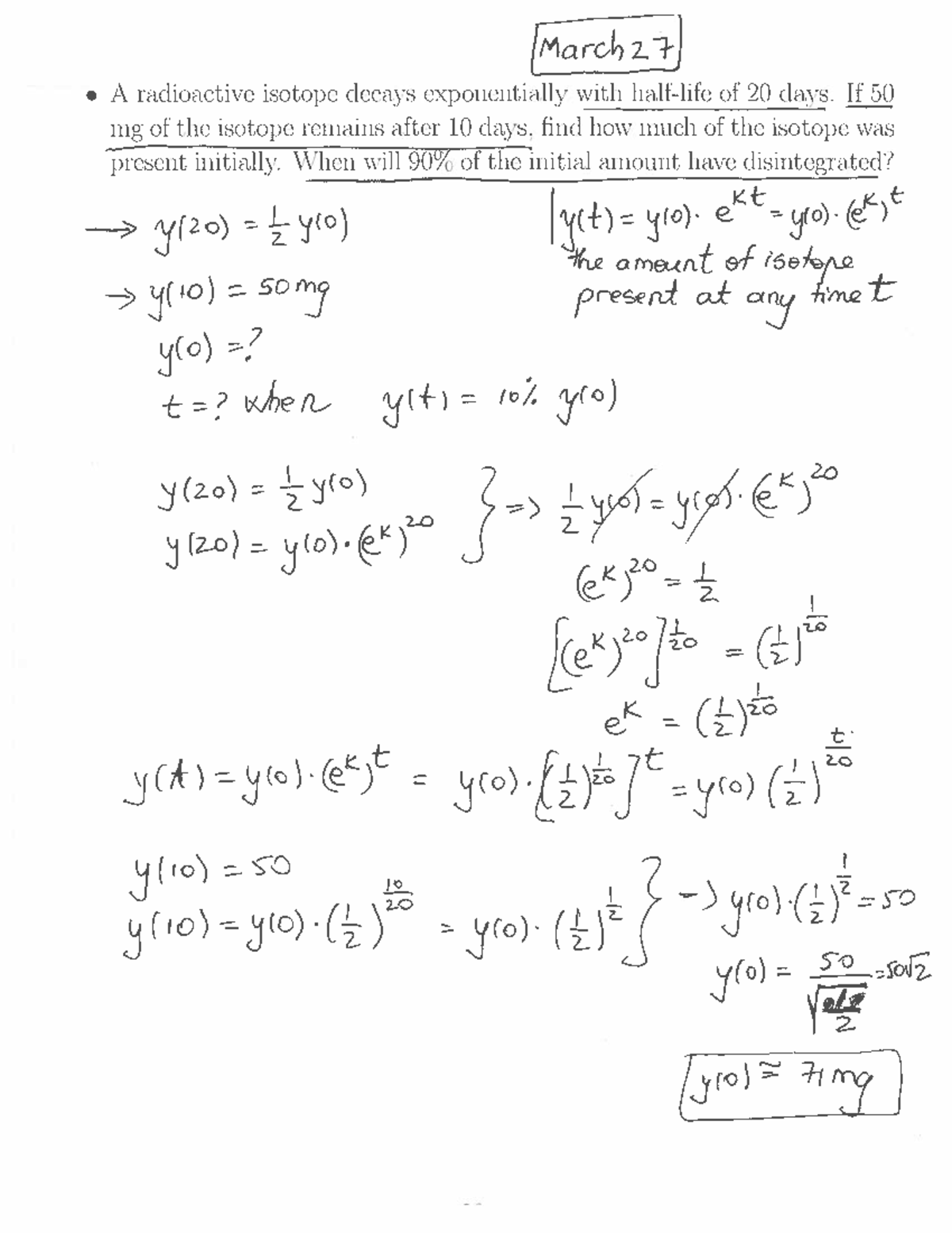 M1001-003-Lecture 27-exponential growth and Newton's Law of cooling ...