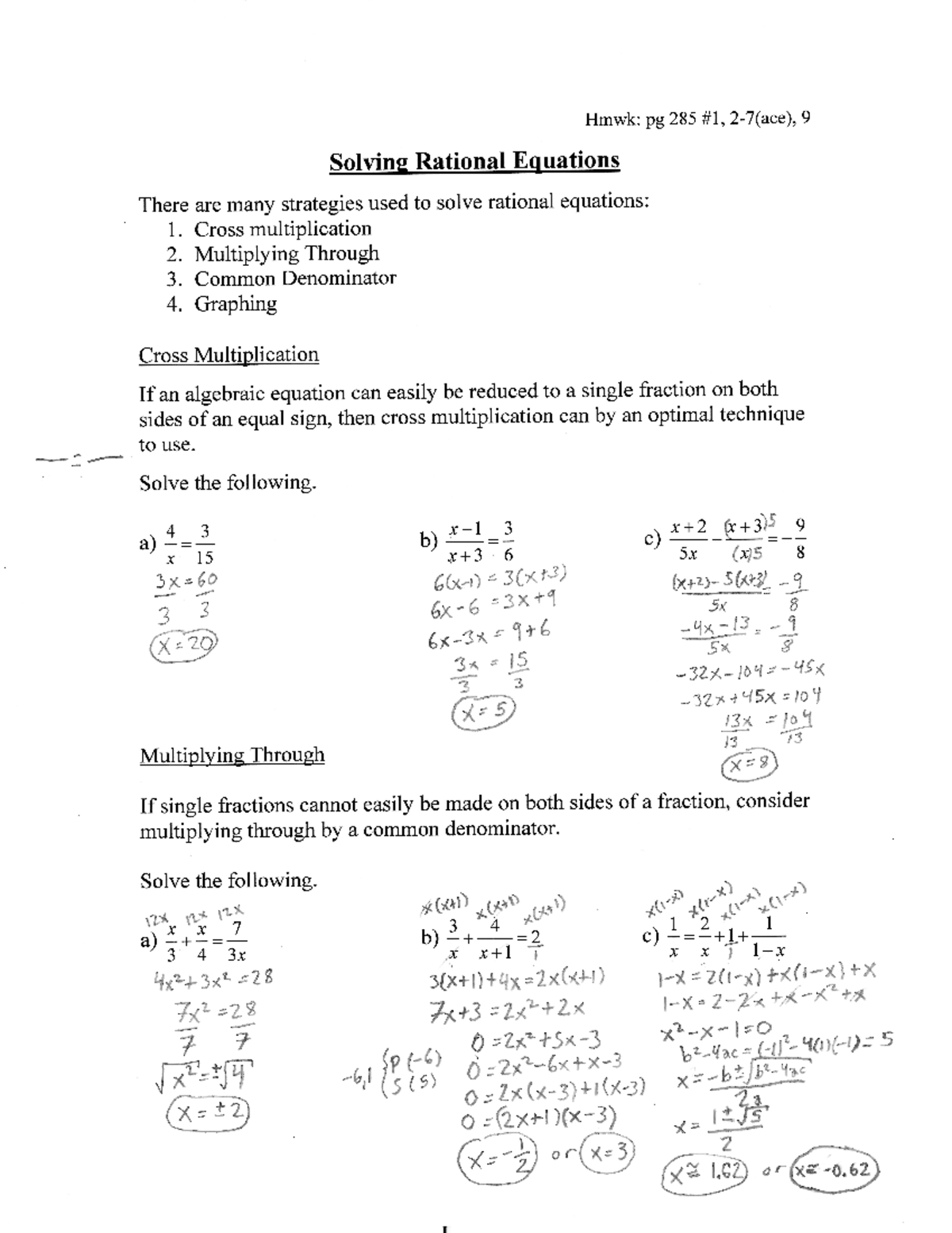 Mhf4u solvingrationalequations soln - Math 125.3 - Studocu