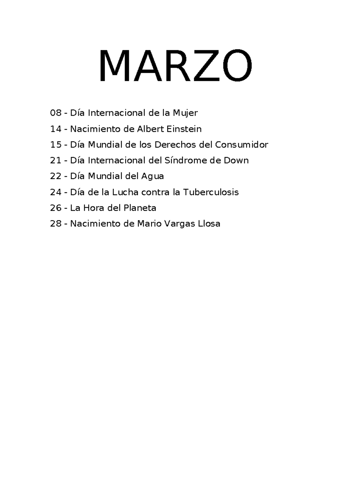 Marzo - escritura fechas - Comprensión y redacción de textos - MARZO 08 ...