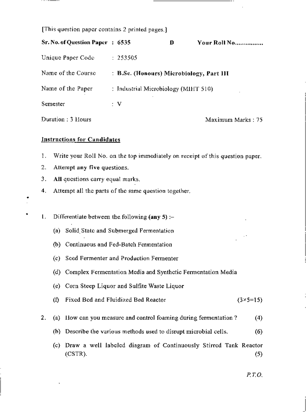 Exam 2014, questions - [This question paper contains 2 printed pages ...