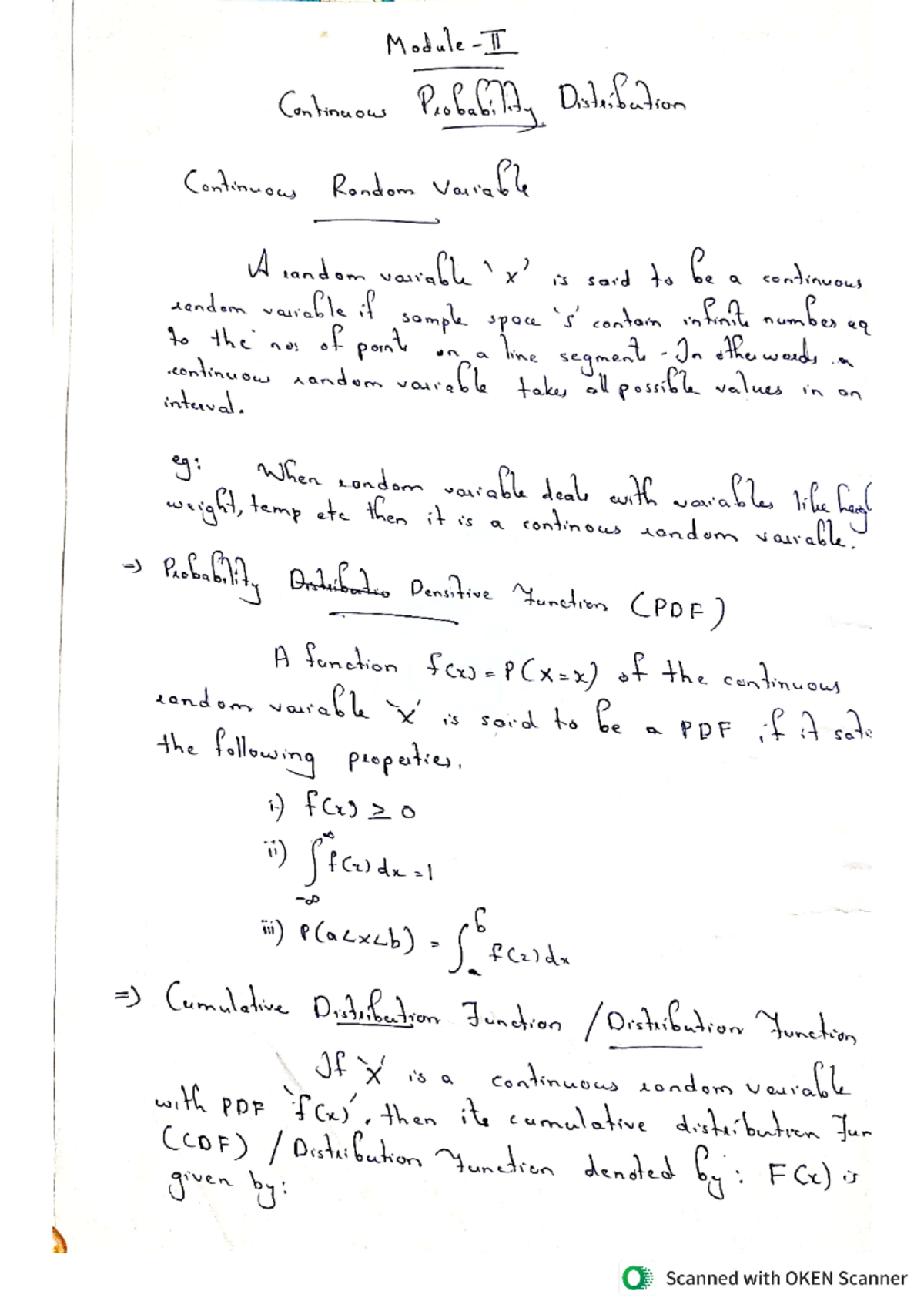 Continuous probability distribution - Probability, Random Process And Numerical Methods - Studocu