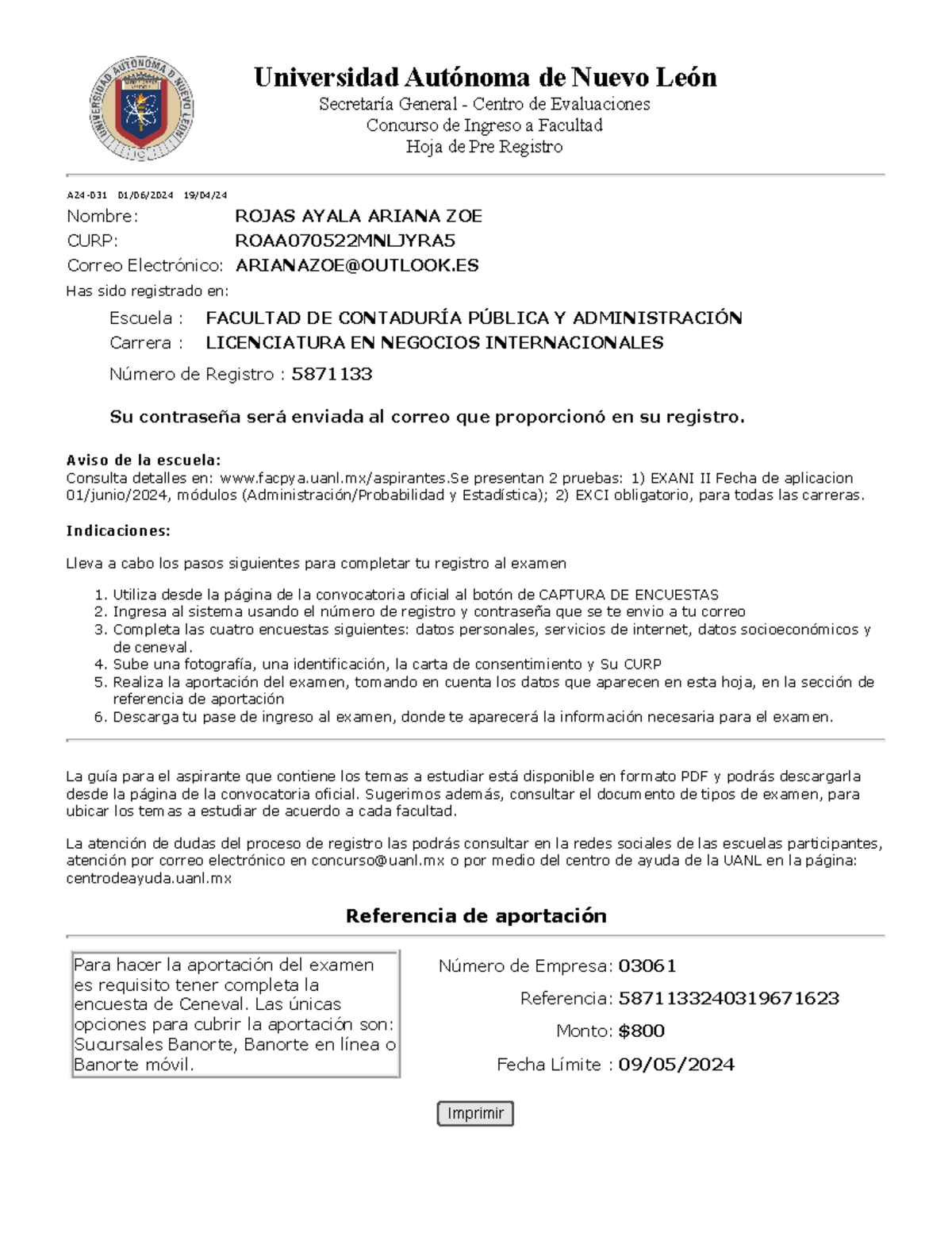 Concurso de Ingreso a Licenciatura Siase - Universidad Autónoma de ...