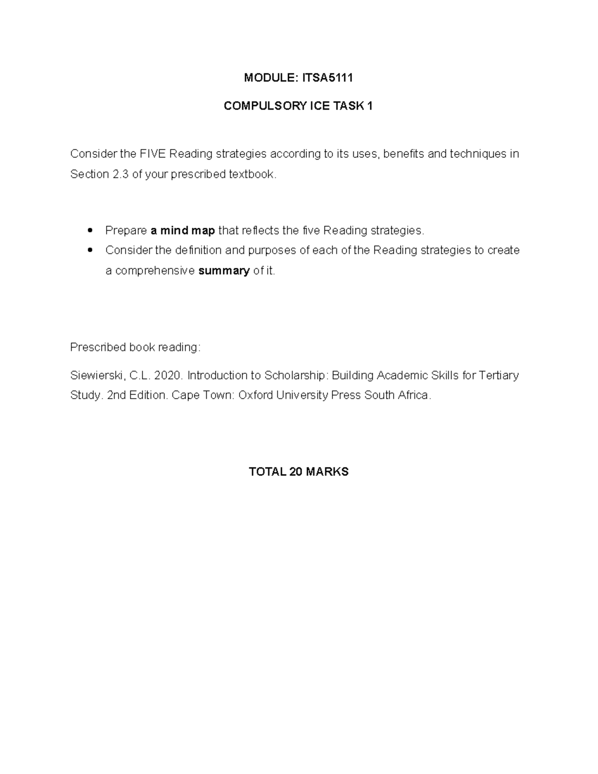 ICE TASK 1 ITSA5111 - Ake tsebe ke tsubile twerka - MODULE: ITSA ...