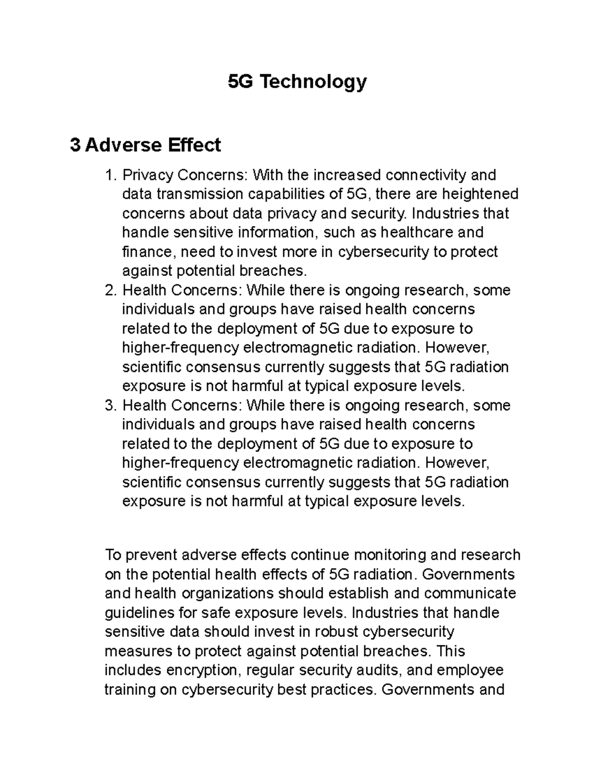 5G Technology - Helpful - 5G Technology 3 Adverse Effect 1. Privacy ...
