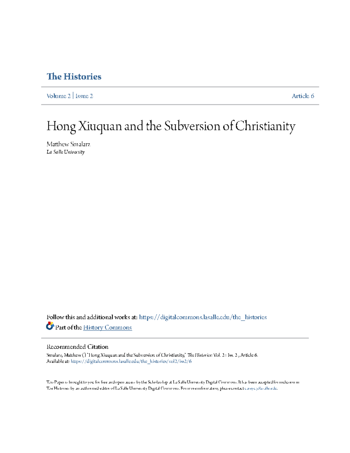 Hong Xiuquan and the Subversion of Christianity - lasalle/the_histories ...