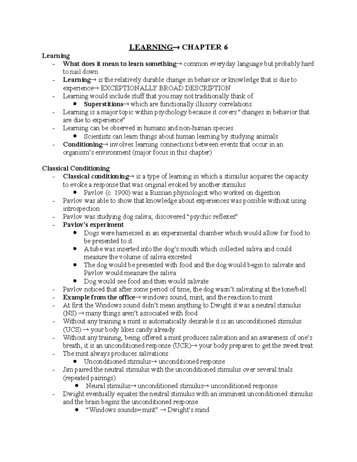 Learning- Chapter 6 - LEARNING CHAPTER 6 Learning - What does it mean ...