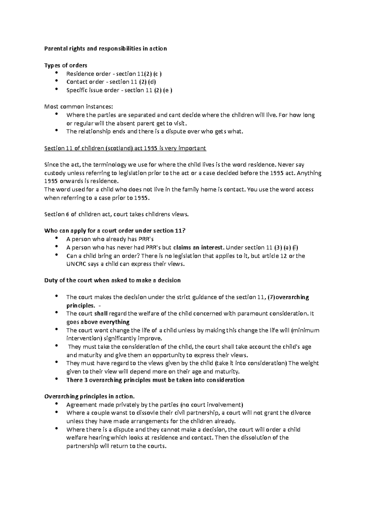 Parental rights and responsibilities in action - For how long or ...