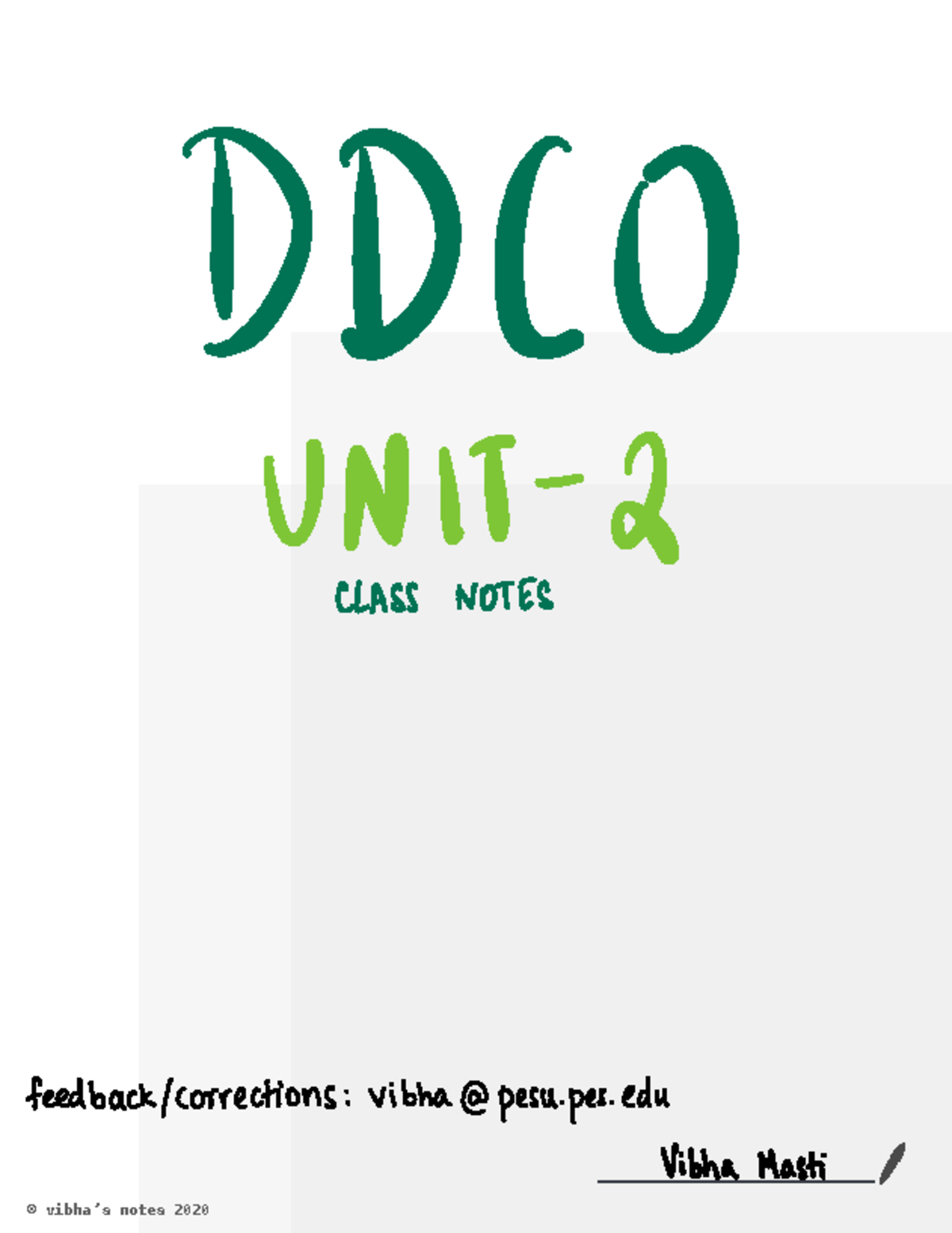 DDCO Unit 2 - Vibha notes - DDCO UNIT - 2 CLASS NOTES feedback ...