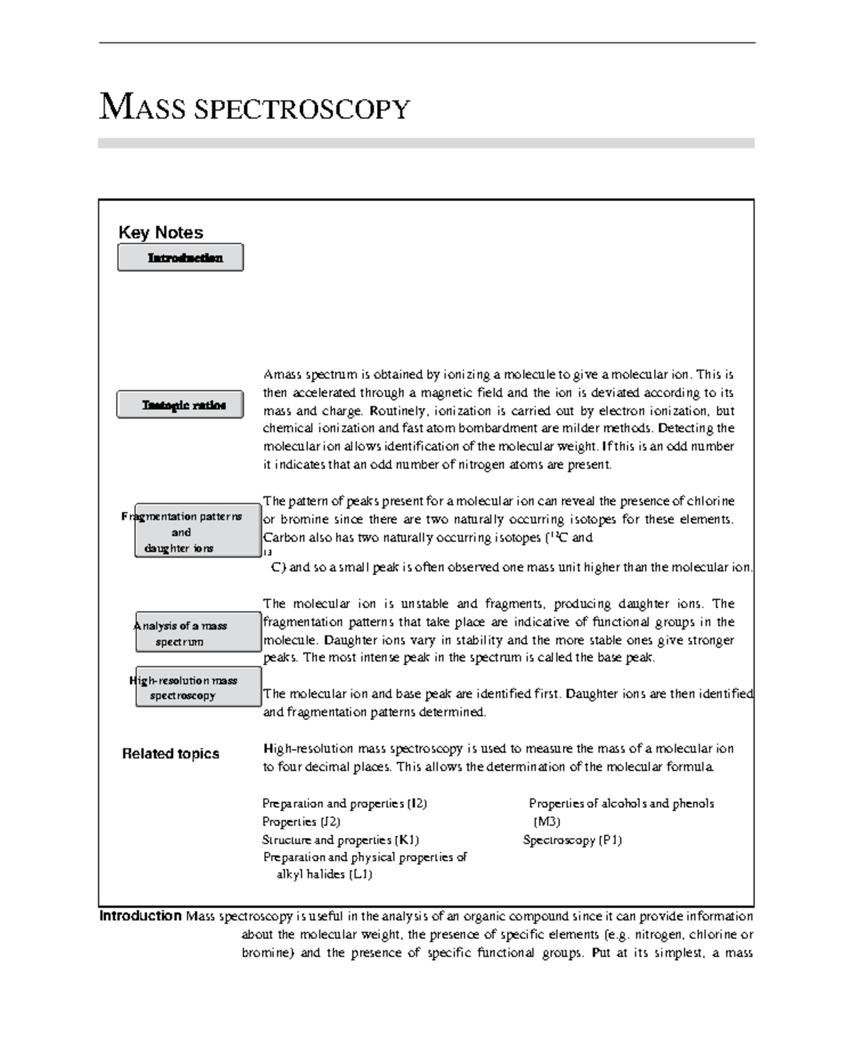 MASS Spectroscopy - MASS SPECTROSCOPY Key Notes Fragmentation patterns ...