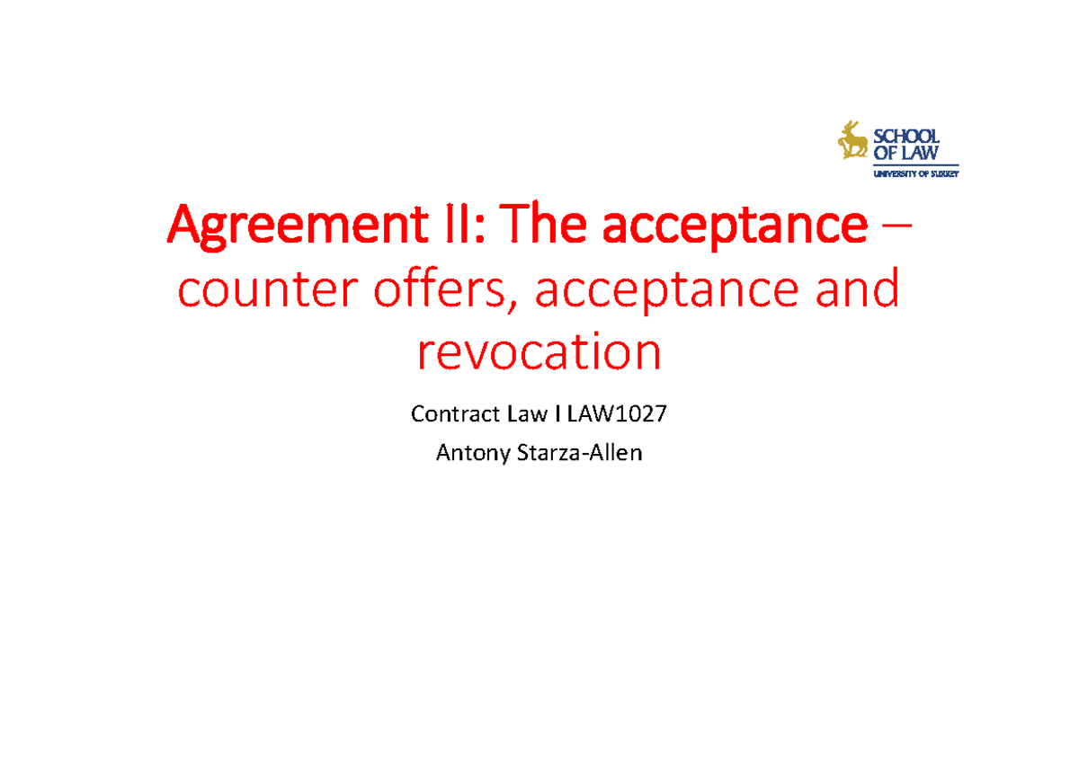 3b. Agreement II - The acceptance stage - Agreement II: The acceptance ...