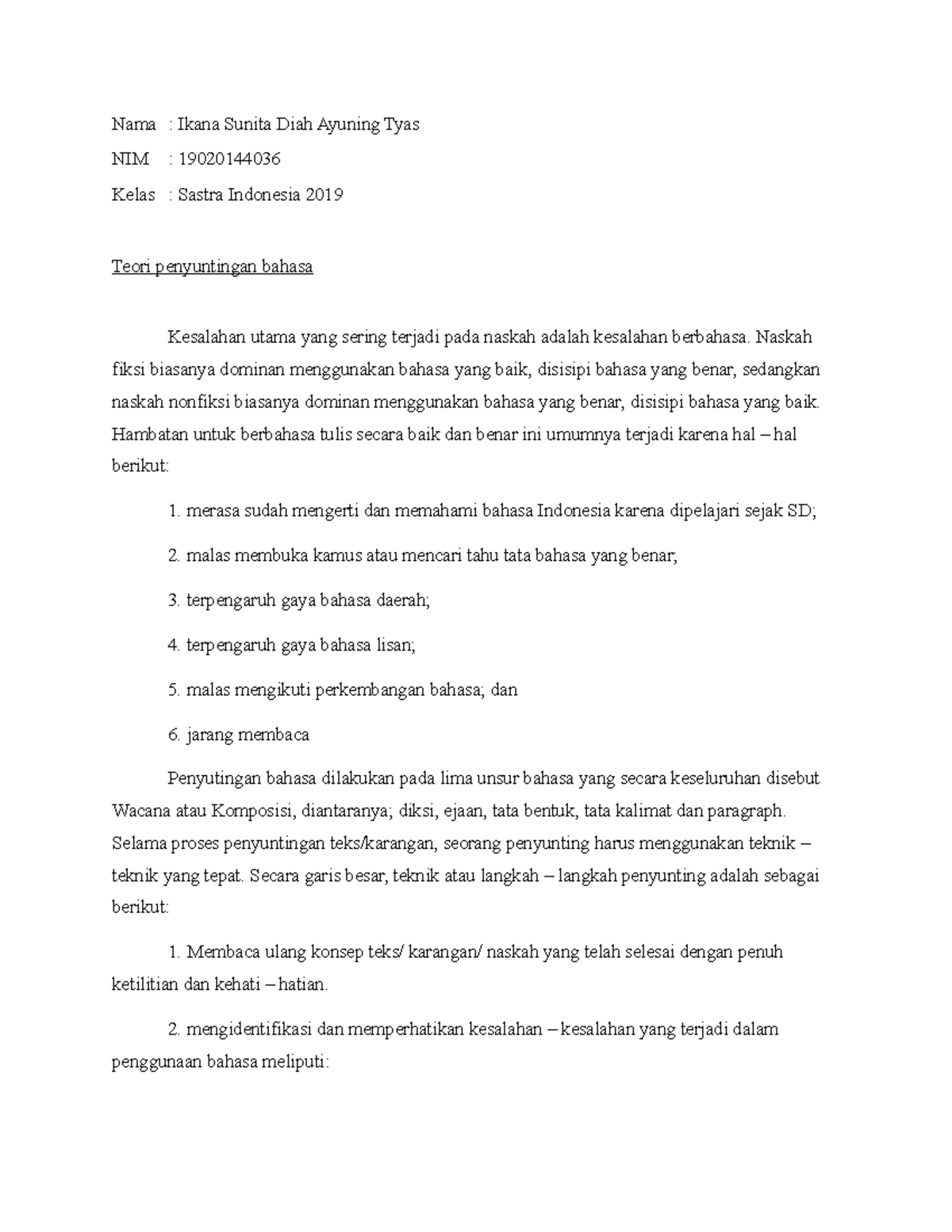 SI19-1902014 4036- teori penyuntingan - Nama : Ikana Sunita Diah ...