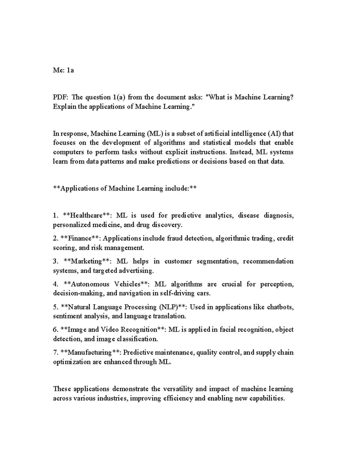 Ml ans - 18AI61 ML - Me: 1a PDF: The question 1(a) from the document ...