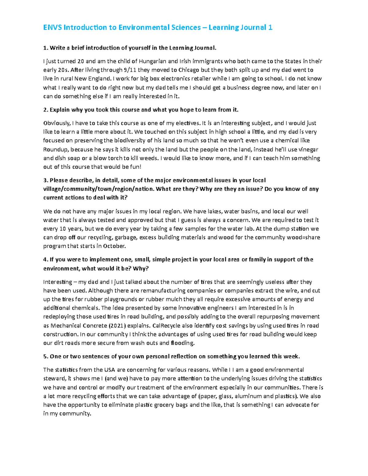 ENVS 1301 - Learning 1 - ENVS Introduction to Environmental Sciences ...