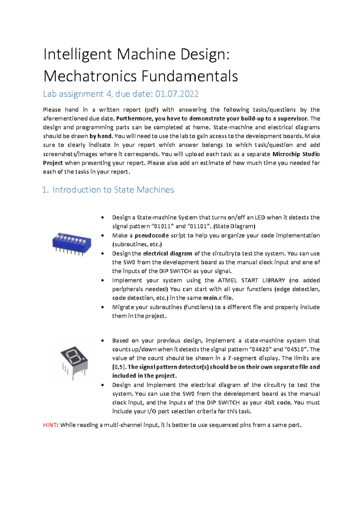 IMDL lab4 - Assignment 4 - Intelligent Machine Design: Mechatronics Fundamentals Lab assignment ...