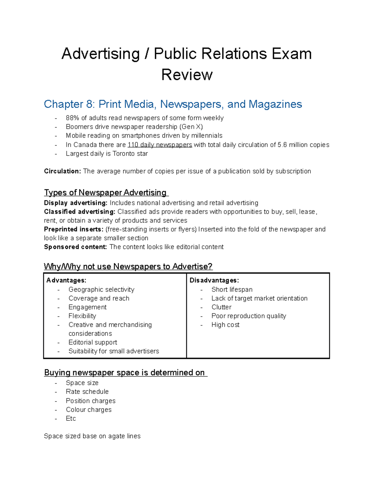 Advertising/Public Relations Exam Review - Advertising / Public ...
