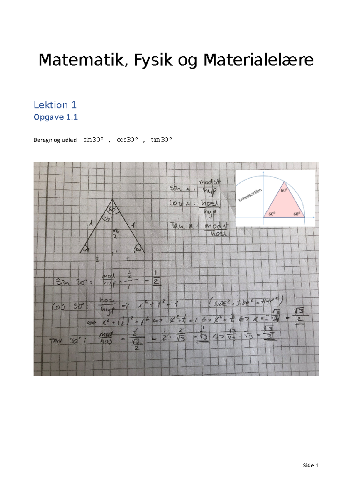 BT1AMAT - Newtons love, kraft og ligevægt, trigonometri - Matematik, Fysik og Materialelære ...