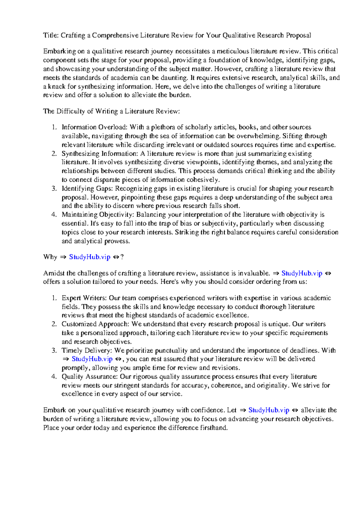 Example Literature Review Qualitative Research Proposal - Title ...