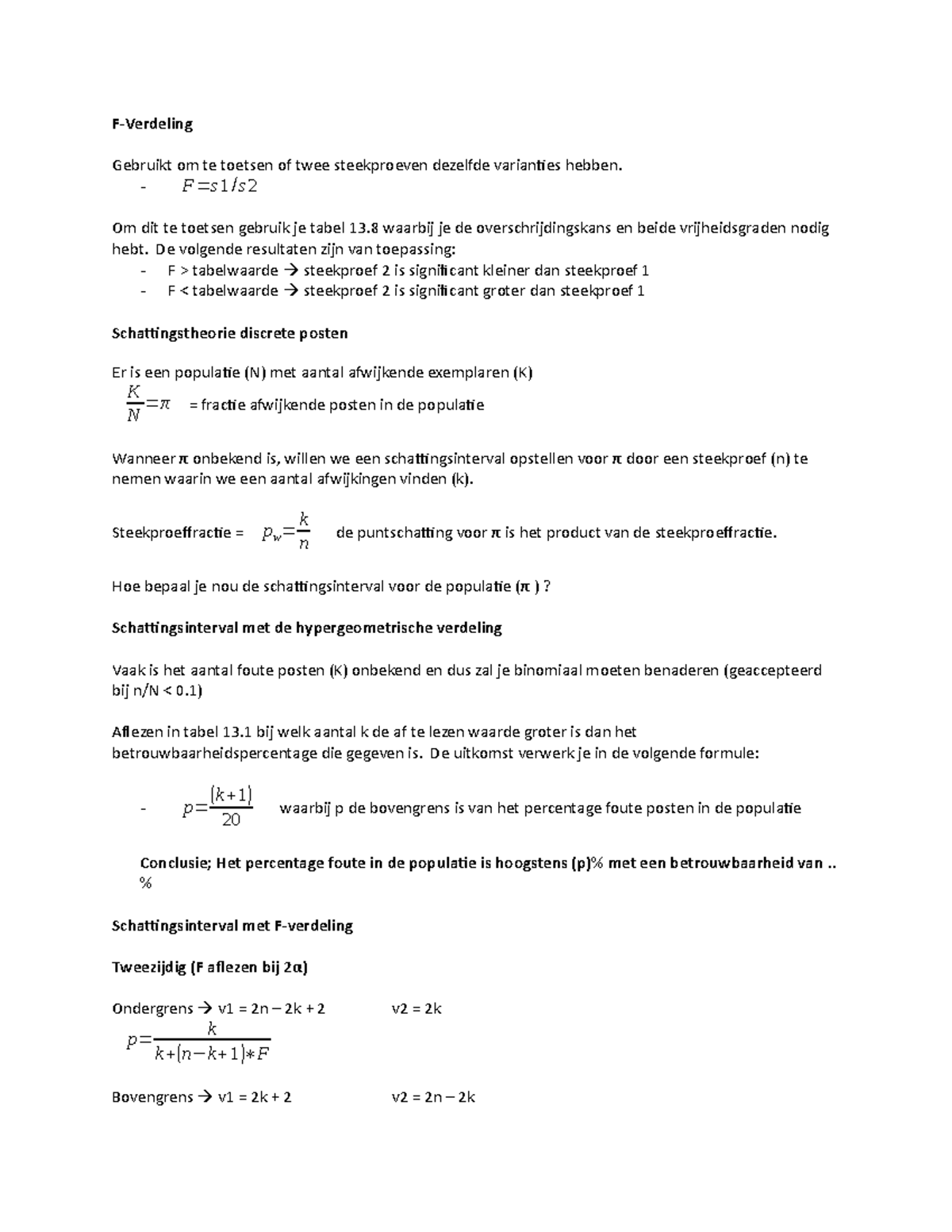 College 3 Schattingsinterval en steekproefgrootte voor de discrete ...
