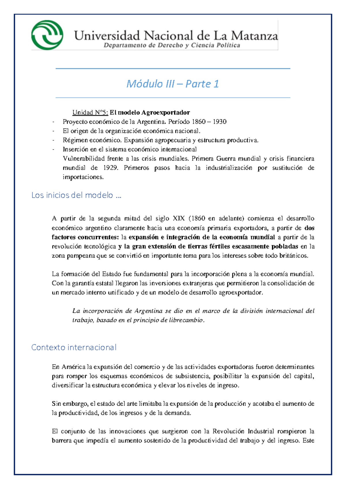 Modulo-III-Parte-1-2319-2C-2022 2 - Módulo III – Parte 1 Unidad N° 5 ...