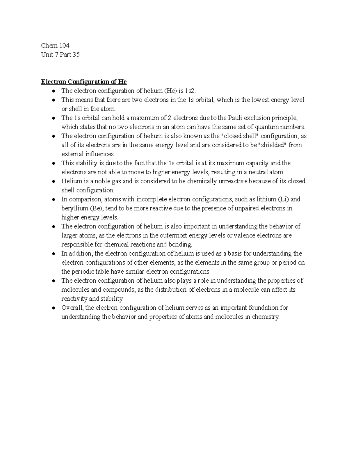General Chemistry 104 Unit 7 Part 35 Notes Chem 104 Unit 7 Part 35