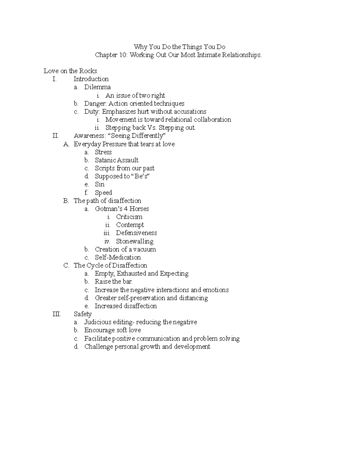 Why You Do the Things You Do. Ch. 10-12 - Why You Do the Things You Do ...
