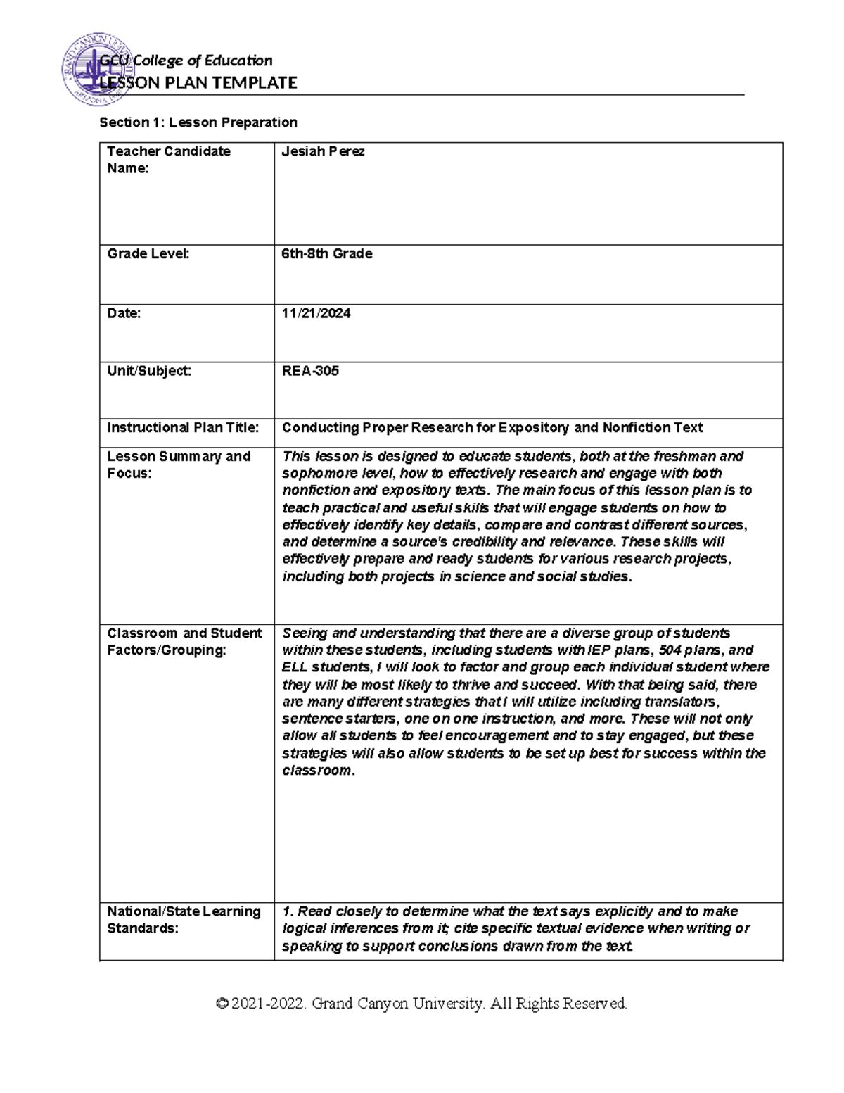 Coe-lesson-plan-template - LESSON PLAN TEMPLATE Section 1: Lesson ...
