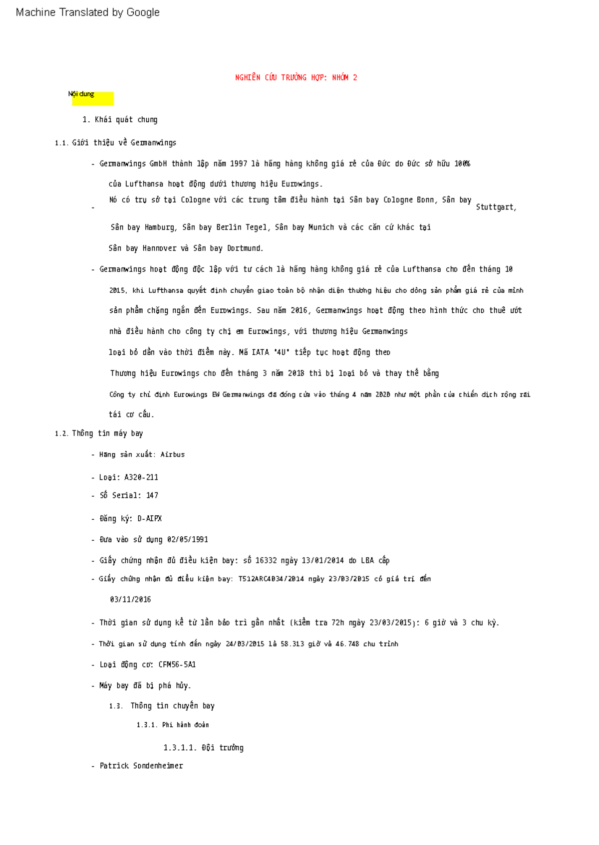 BHHK Germanwings 9525 - Summary Quản trị kinh doanh - Nội dung NGHIÊN ...