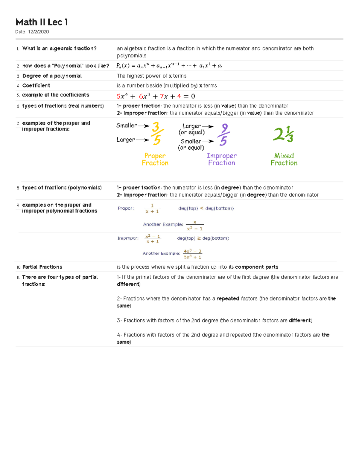 Lec 1 - business mathematics Lec 1 - What is an algebraic fraction? an algebraic fraction is a ...