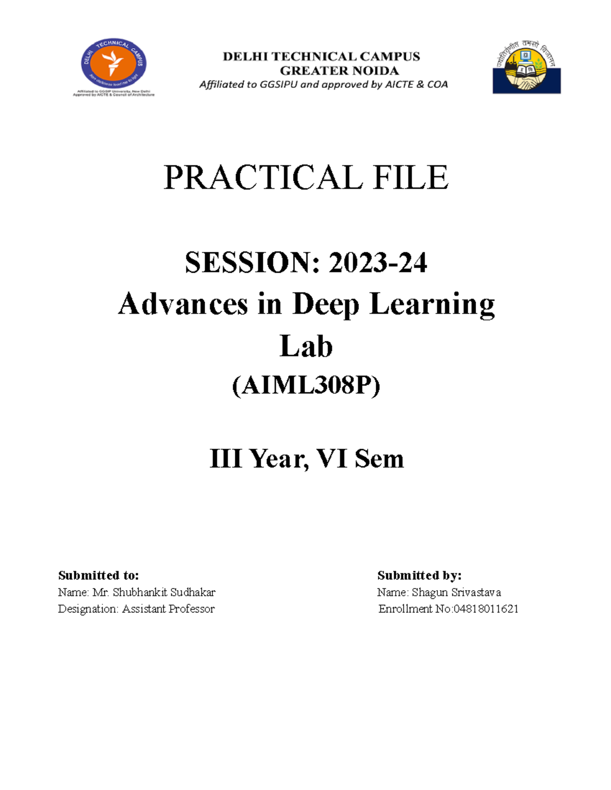 Advance Deep Learning File - PRACTICAL FILE SESSION: 2023- Advances in ...