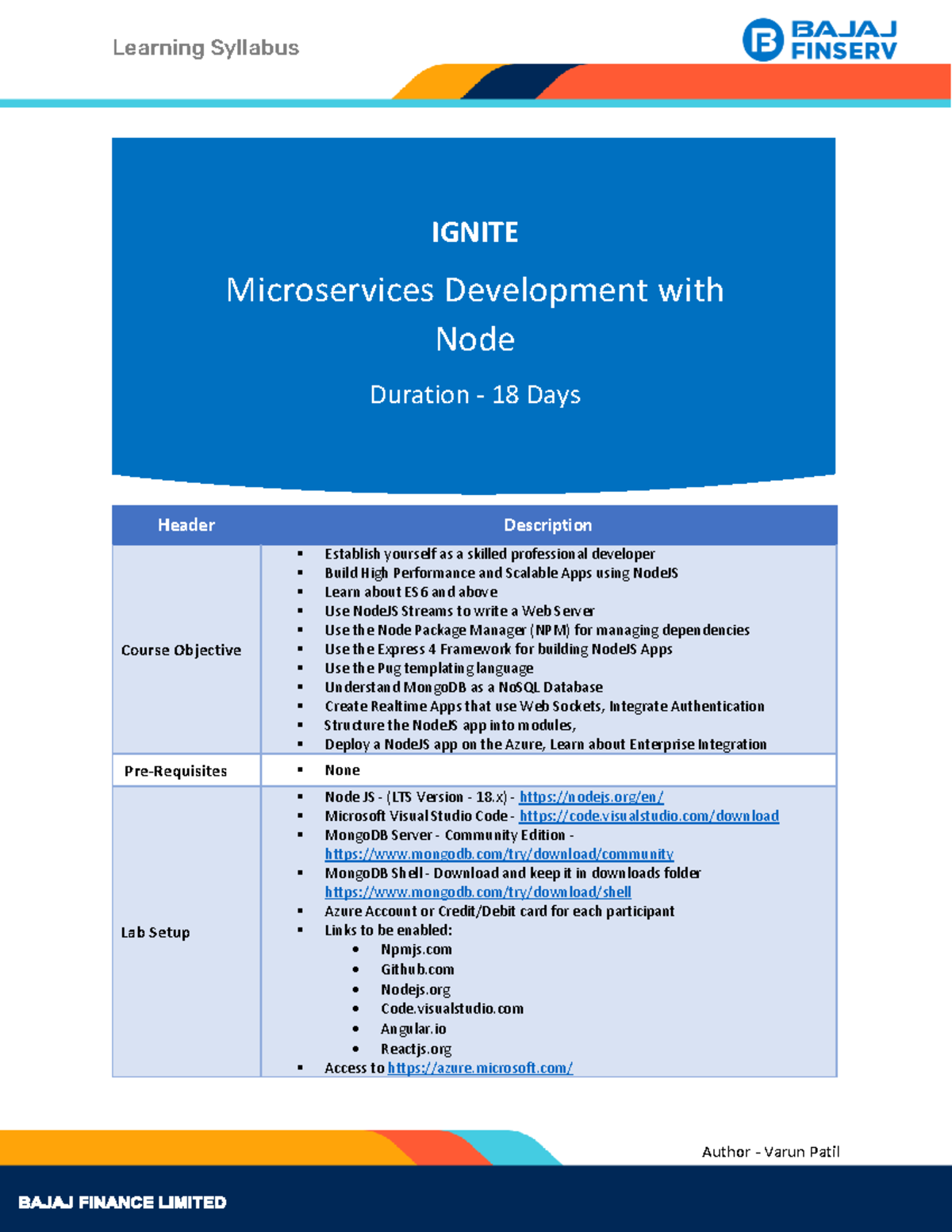 Microservices Development with Node - Ignite - 3 Weeks - Data ...