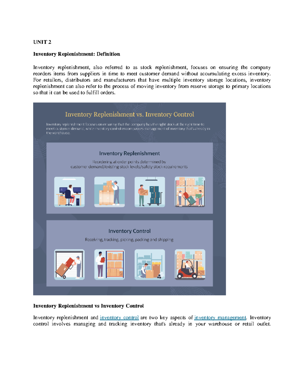 Inventory management unit2 - UNIT 2 Inventory Replenishment: Definition ...