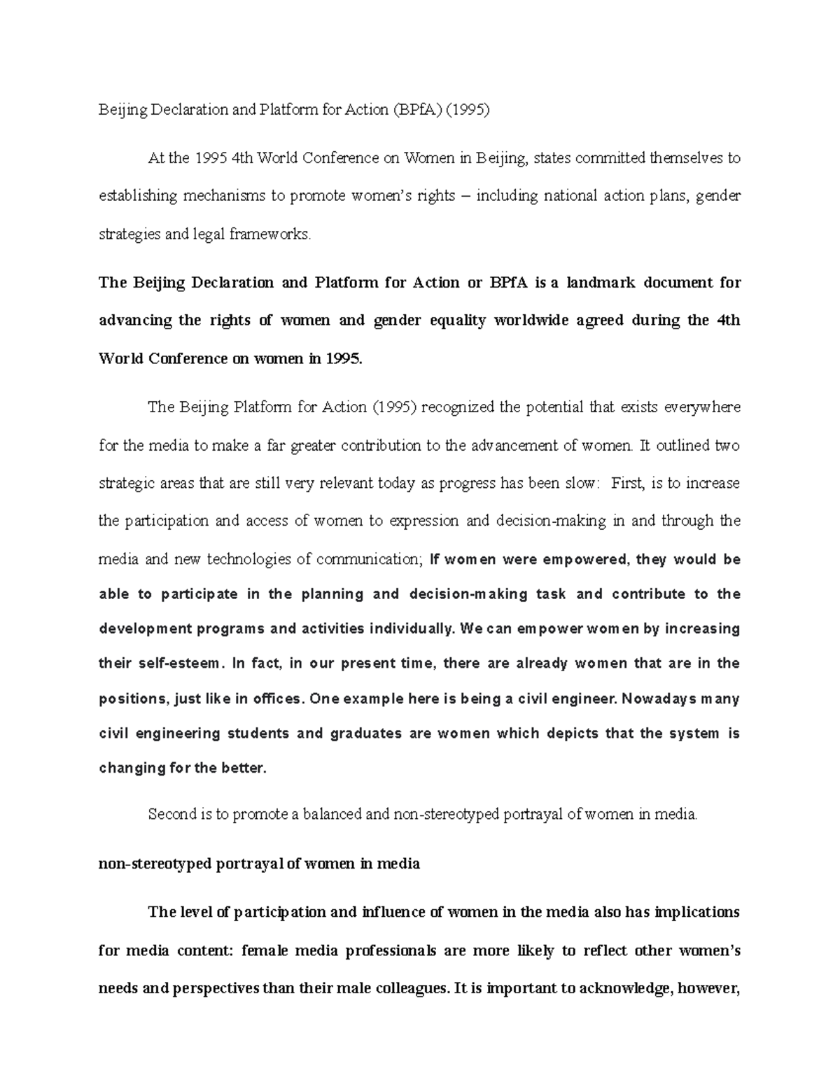 Beijing Declaration and Platform for Action - The Beijing Declaration ...