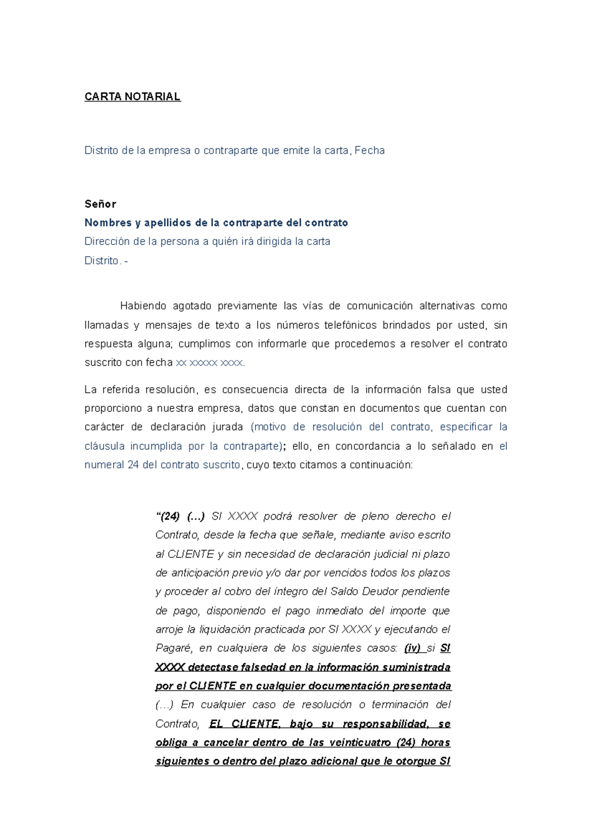 1.-Carta-notarial-de-resolucion-de-contrato-Modelos-Iuris - CARTA NOTARIAL Distrito de la ...