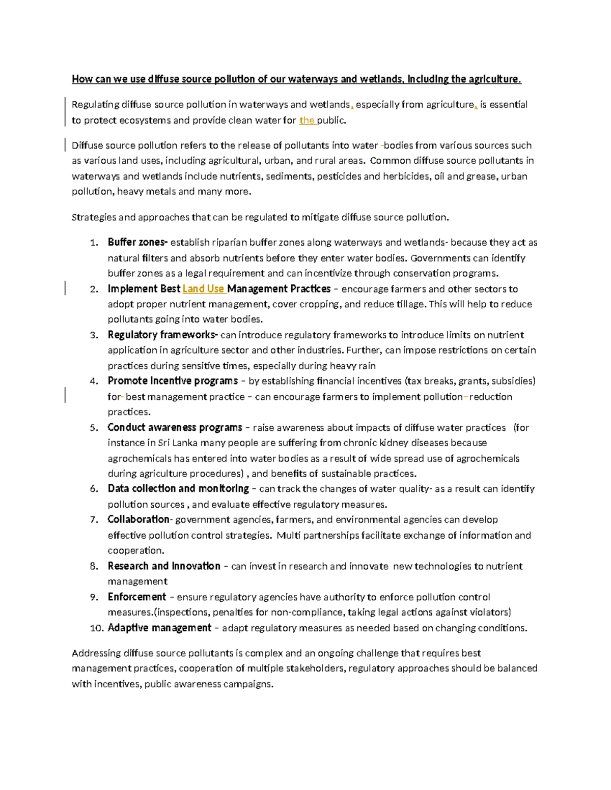 Diffuse Water Pollution - Research Proposal - How can we use diffuse ...