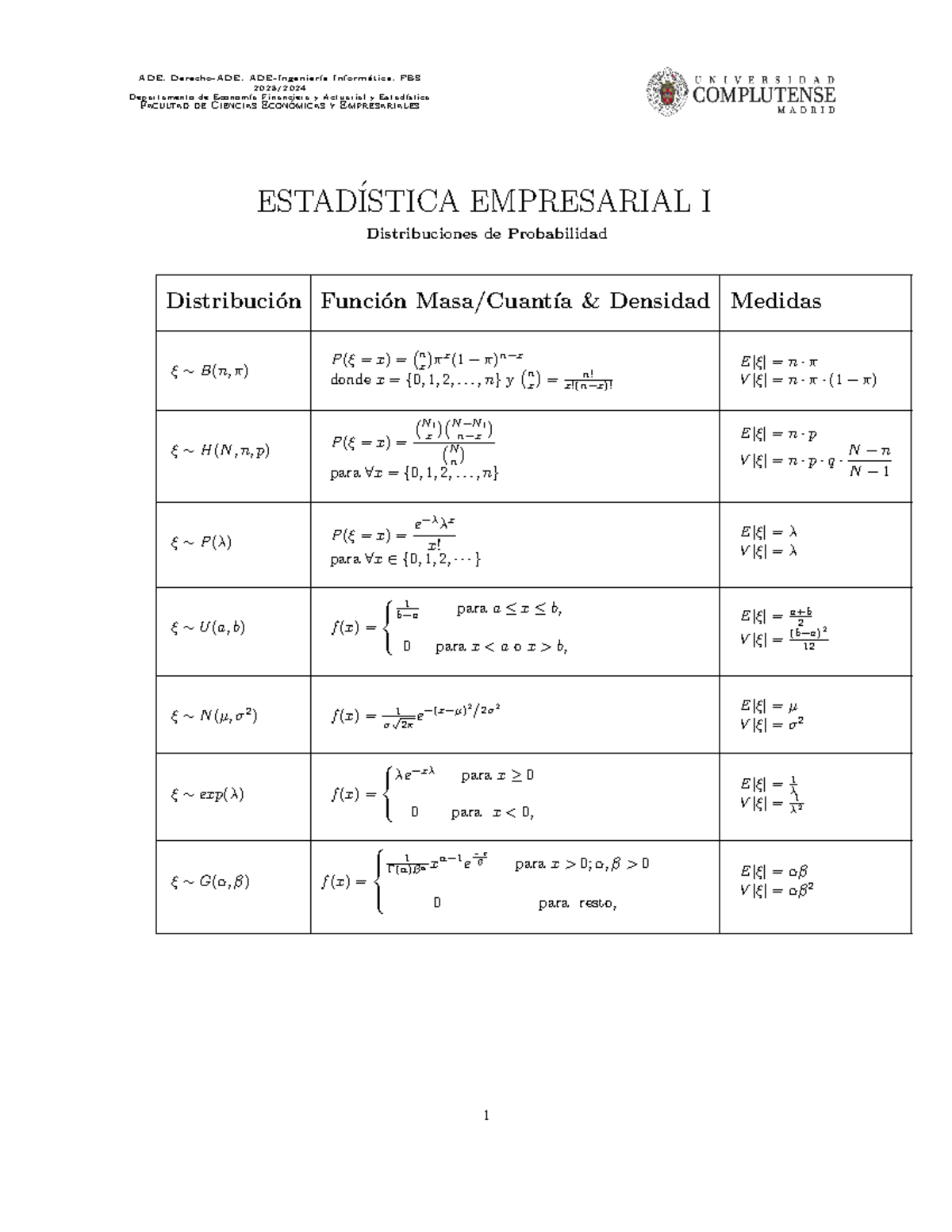 Formulario y Tabla de la Normal (lambda tiempo) - ADE, Derecho-ADE, ADE ...