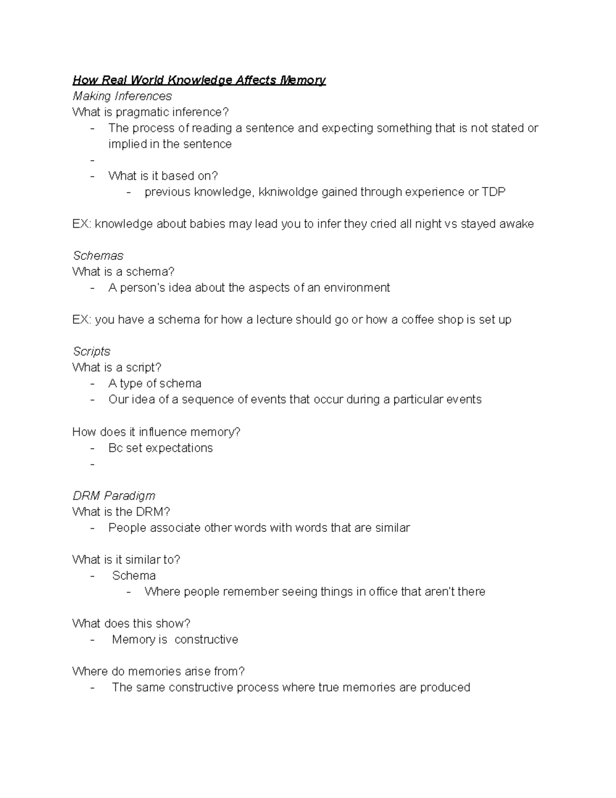 CH 8 - Cognitive Exam 3 - ……….. - How Real World Knowledge Affects ...