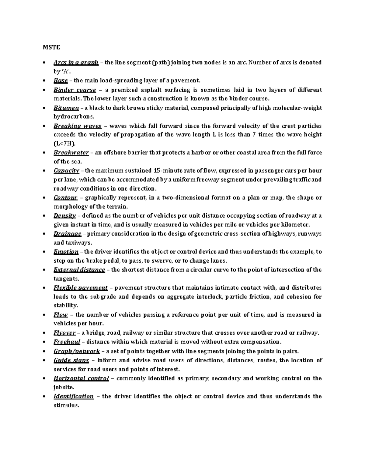 Reviewer Terms-1 - Random Notes for BSBA and BSCE - MSTE Arcs in a ...