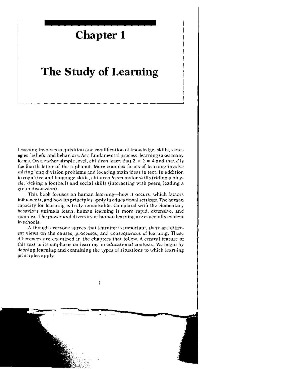 Schunk- The study of learning - Chapter 1 The Study of Learning ...