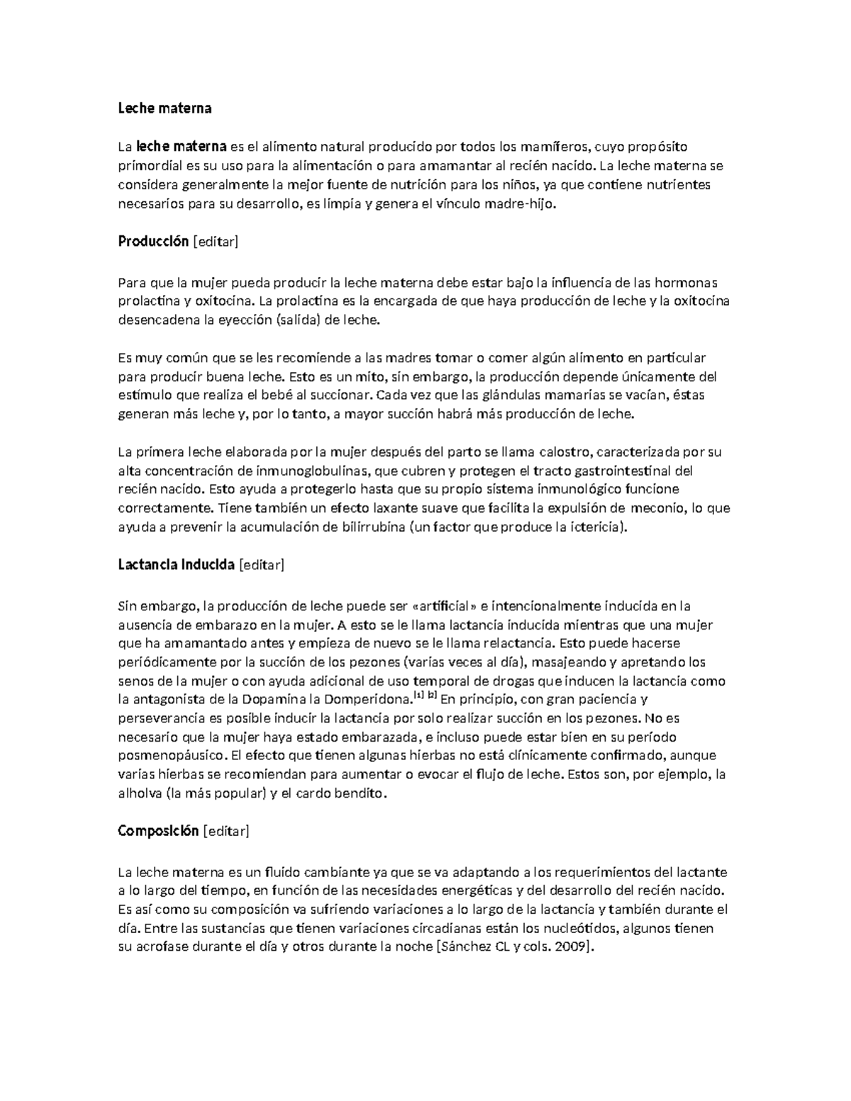 Leche materna - material de repaso - Leche materna La leche materna es ...