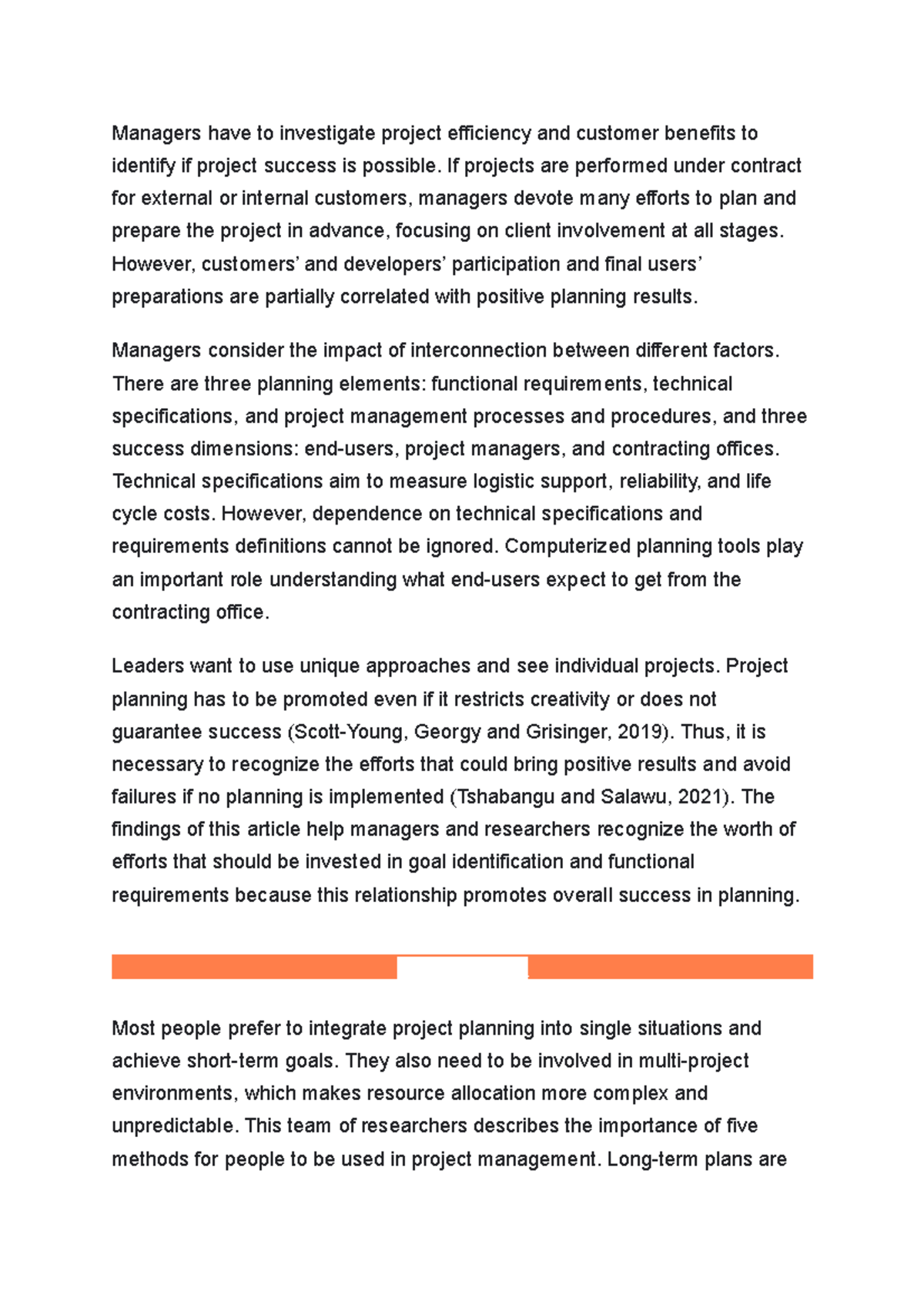 Investigate project efficiency and customer benefits - If projects are ...