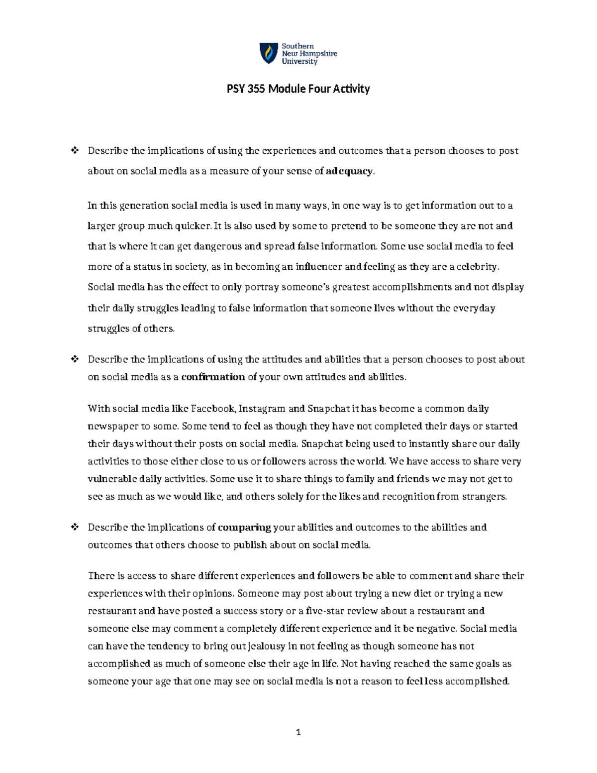 1-PSY 355 Module Four Activity - PSY 355 Module Four Activity Describe ...